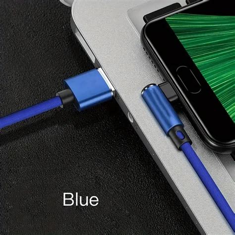 Braided Micro Usb Data Cable Charging 90 Degree Elbow Temu