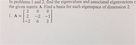 Solved Find The Eigenvalues And Associated Eigenvectors Of Chegg