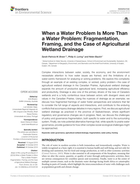PDF When A Water Problem Is More Than A Water Problem Fragmentation Framing And The Case Of