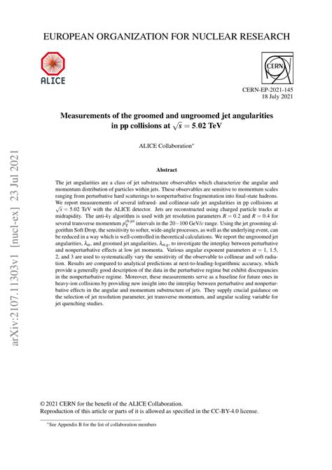 Pdf Measurements Of The Groomed And Ungroomed Jet Angularities In Pp Collisions At Sqrt S