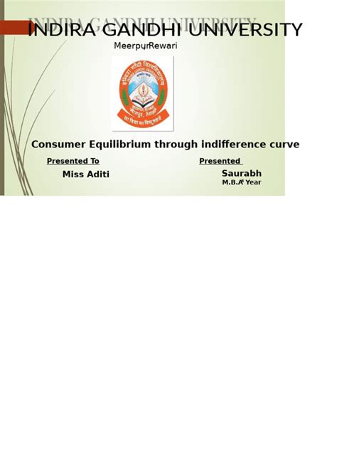 Consumer Equilibrium Through Indifference Curve Analysis Saurabh Pdf
