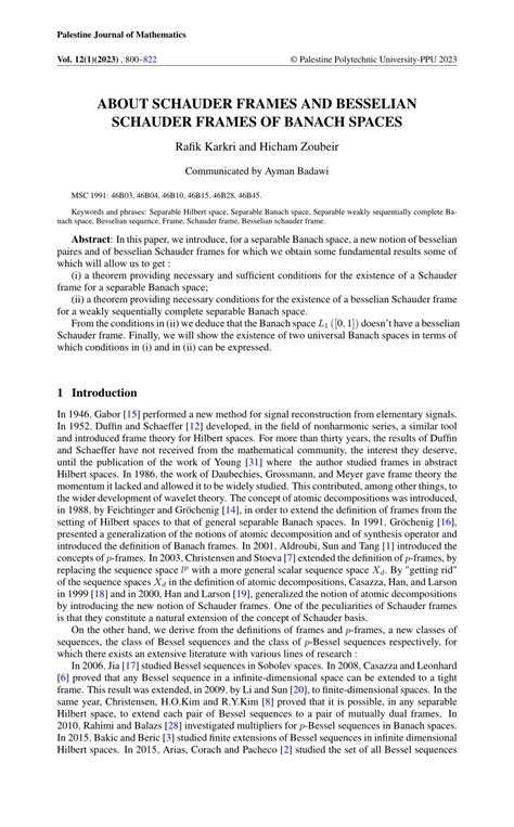 Pdf About Schauder Frames And Besselian Schauder Frames Of Banach Spaces