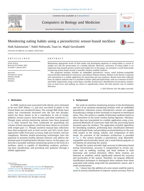 Pdf Monitoring Eating Habits Using A Piezoelectric Sensor Based Necklace
