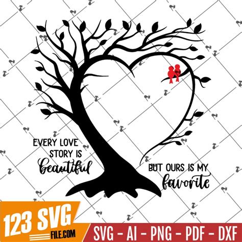 Sweetheart Tree SVG PNG Valentine SVG Love Birds Tree Si Inspire Uplift