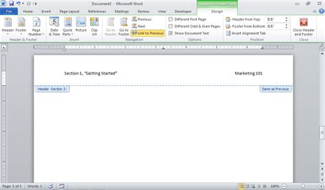 how to insert header only on first page in word 2010 gaivina
