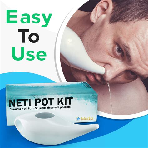Neti Pot W 50 Saline Nasal Rinse Packets 3 Months Of Nasal Rinse Neti Pot Salt Sinus Rinse