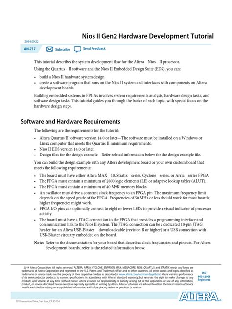 Nios Ii Gen2 Hardware Development Tutorial Pdf Field Programmable