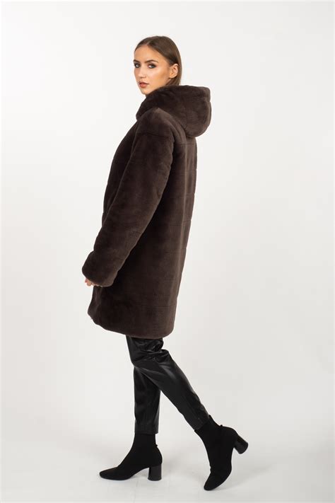 Двостороння еко шуба в коричневому кольорі Світ Шкіри та Хутра