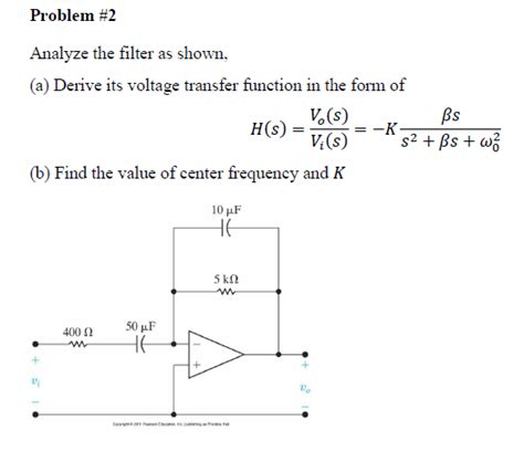 solved problem 2 analyze the filter as shown a derive