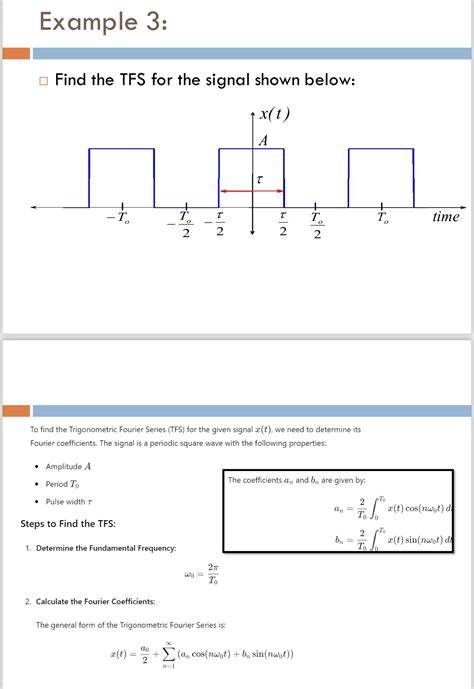 Solved Example 3find The Tfs For The Signal Shown Belowto