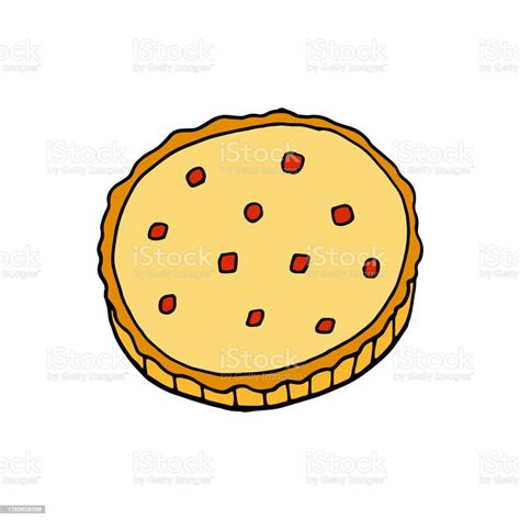 벡터 핸드 그린 키쉬 프랑스 요리 메뉴 카페 비스트로 레스토랑 베이커리 라벨 및 포장을 위한 스케치 요소를 디자인합니다 흰색 배경에 화려한 그림 갈색에 대한 스톡 벡터 아트