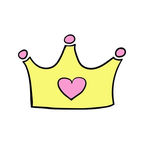 Hand Drawn Princess Crown Cartoon Gold Royalty Free Vector