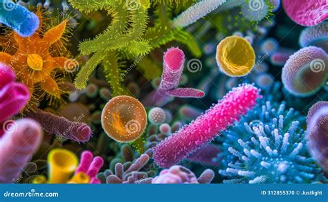 A Microscopic Image Of A Vibrant And Diverse Bacterial Community With