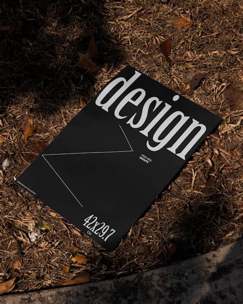 Premium Psd A3 Paper Poster Showcase Mockup On Dry Grass