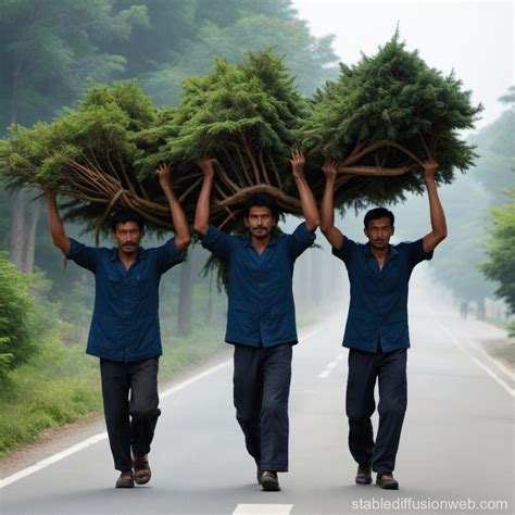 Men Transporting Trees | Stable Diffusion Online