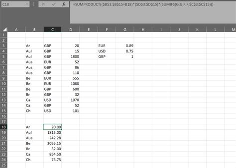 Excel Formula For Combining SumIF With An Exchange Rate Stack Overflow