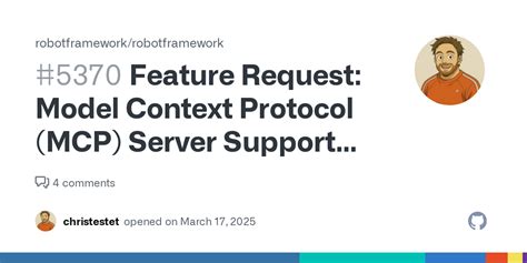 Feature Request Model Context Protocol Mcp Server Support For Robot