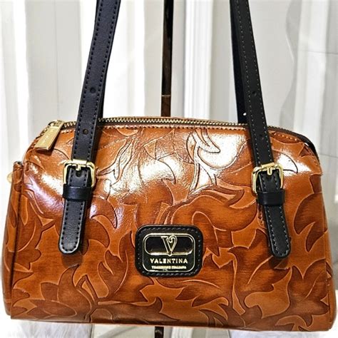 Valentina Bags Valentina Tooled Leather Domed Tulip Satchel Shoulder Bag Euc Poshmark