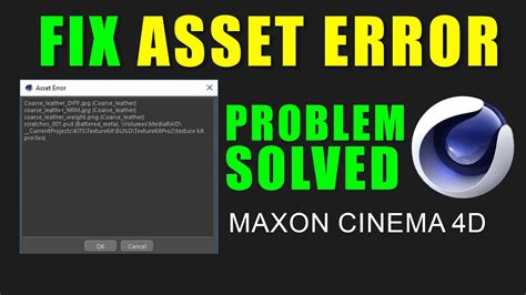 How To Fix Asset Error In Cinema 4d Youtube