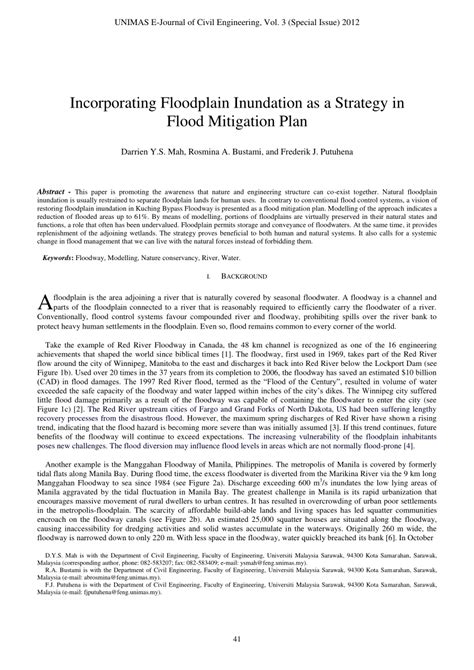 PDF Incorporating Floodplain Inundation As A Strategy In Flood Mitigation Plan