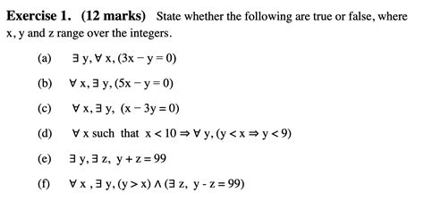 Solved Exercise 1 12 Marks State Whether The Following