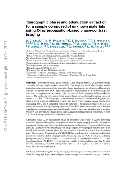 Pdf Tomographic Phase And Attenuation Extraction For A Sample Composed Of Unknown Materials