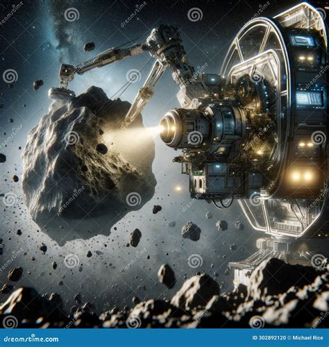 Cosmic Harvest Ai Generated Asteroid Mining Spacecraft Stock Illustration Illustration Of