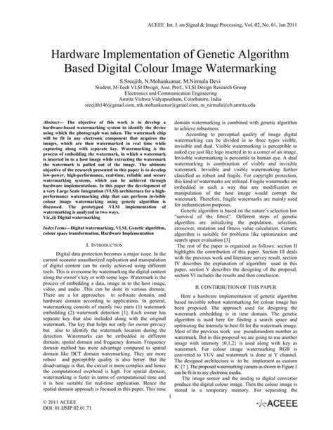 Hardware Implementation Of Genetic Algorithm Based Digital Colour Image