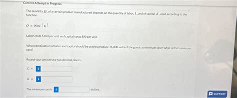 Solved Current Attempt In Progressthe Quantity Q ﻿of A