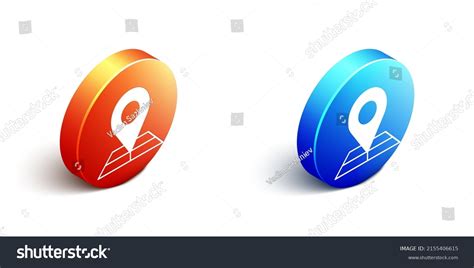 Isometric Folded Map Location Marker Icon Stock Vector Royalty Free 2155406615 Shutterstock