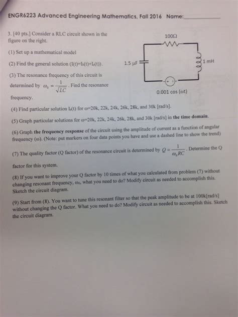 Solved Consider A Rlc Circuit Shown In The Figure On The