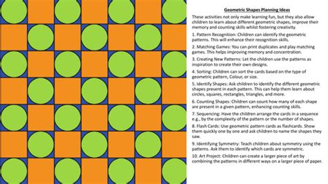 Geometric Patterns And Planned Activities Teaching Resources
