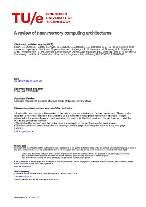 Pdf A Review Of Near Memory Computing Architectures Opportunities