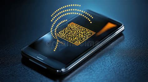 Smartphone Displaying Qr Code With Vibrant Digital Effects And Reflection Stock Illustration