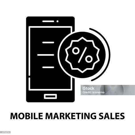 모바일 마케팅 영업 아이콘 편집 가능한 스트로크가 있는 블랙 벡터 사인 컨셉 일러스트레이션 개념에 대한 스톡 벡터 아트 및 기타