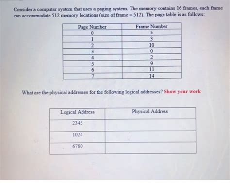 Solved Consider A Computer System That Uses A Paging System