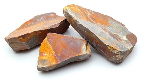 Geological Samples Originating From A Mining Site Are Shown On A White