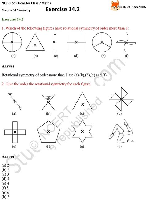Ncert Solutions For Class 7 Maths Chapter 14 Symmetry Exercise 14 2