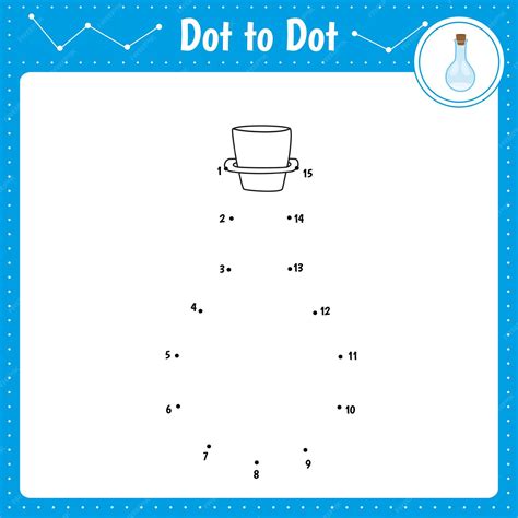점을 연결하십시오 Flask Glass Dot To Dot 교육 게임 미취학 아동 활동 워크 시트를위한 색칠하기 책 프리미엄 벡터
