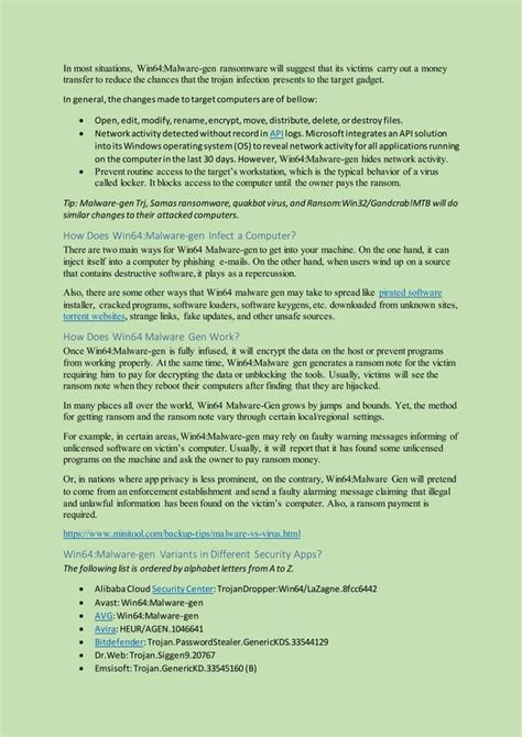 Win64 Malware Gen Docx Operating Systems Computer Software And Applications