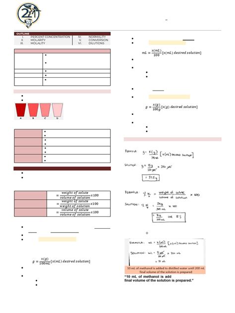 Topic 4 Laboratory Mathematics Pdf Mass Concentration Chemistry Mole Unit