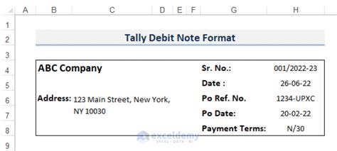 how to create tally debit note format in excel with easy steps