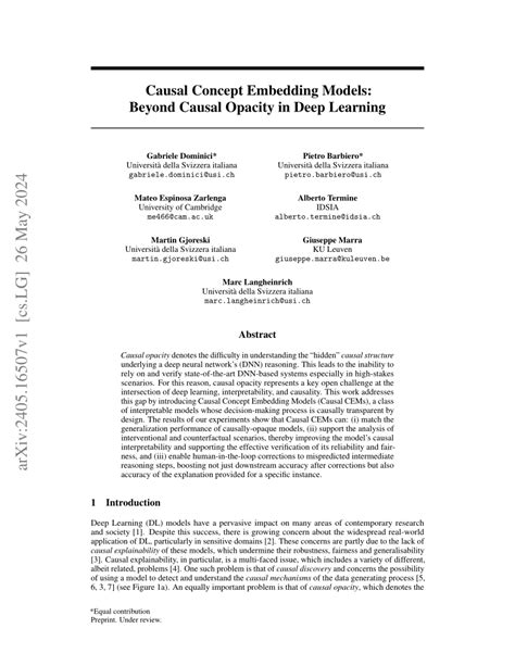 Pdf Causal Concept Embedding Models Beyond Causal Opacity In Deep Learning