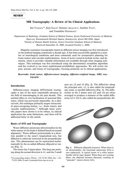Pdf Mr Tractography A Review Of Its Clinical Applications