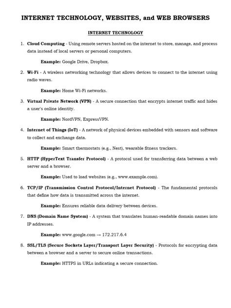 Internet Technology Websites And Web Browsers Pdf Computer Network