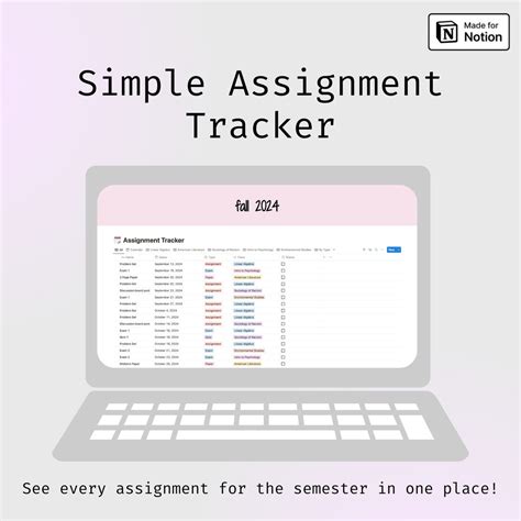 Assignment Tracker Notion Template For Students Etsy