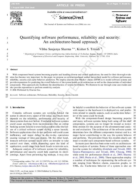pdf quantifying software performance reliability and security an