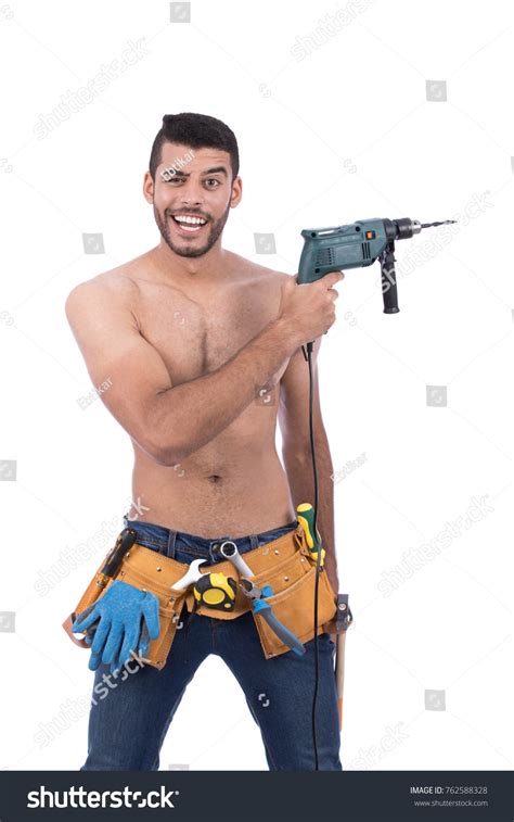 Sexy Muscular Worker Safety Utilities Holding Stock Photo Shutterstock