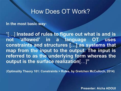 How Does Optimality Theory Work Aicha Adoui Pdf