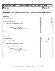 OutputExercises Docx Exposure Java Name Output Exercises Date Period